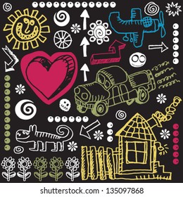 Crazy Doodle Set Hand Drawn Design Stock Vector (Royalty Free ...