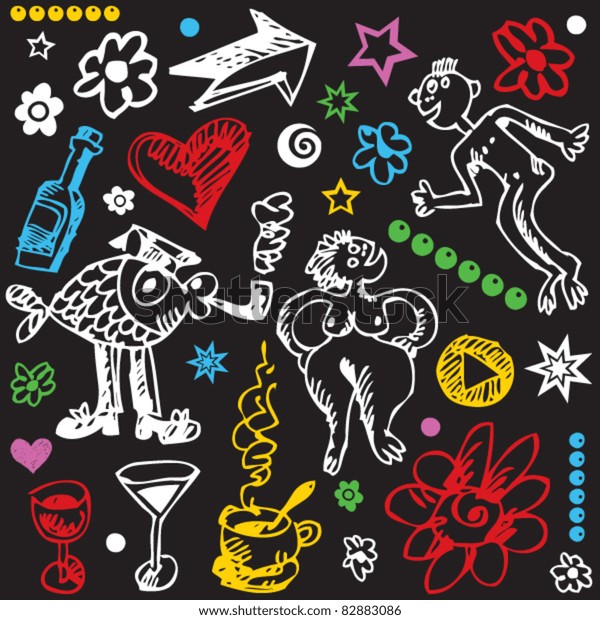 Crazy Doodle Set Hand Drawn Design Stock Vector (Royalty Free) 82883086 ...