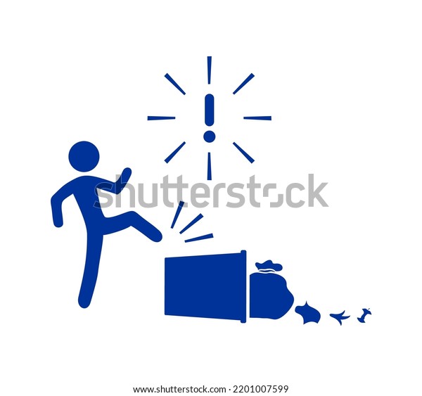 Crazy Man Kicking Trash Symbol Stock Vector (Royalty Free) 2201007599 ...