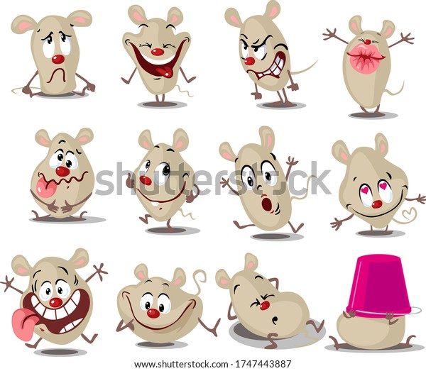 Crazy Mouse Cartoon Sticker Emoticons Vector Stock Vector (Royalty Free ...