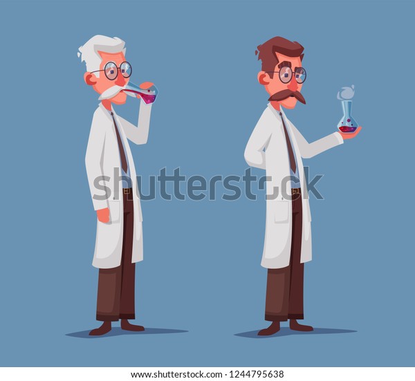 Crazy Old Scientist Conducting Scientific Experiment Stock Vector ...