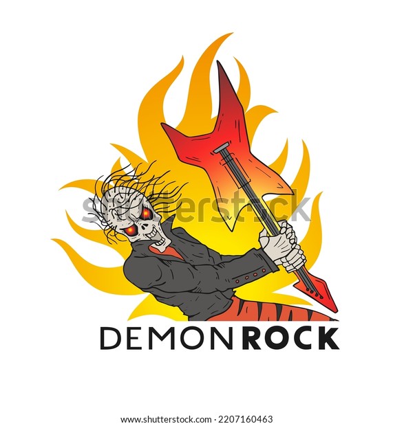 Crazy Rocker Demon Rock Message Draw Stock Vector (Royalty Free ...