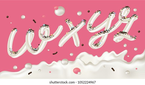 Cream Candy Font On Pink Background Stock Vector (Royalty Free ...