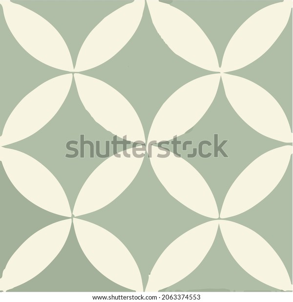 Cream Floral Wallpaper Pattern Green Background Stock Vector (Royalty ...