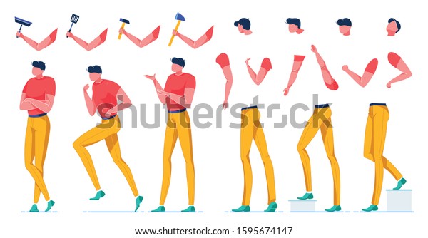 Creating Man Constructing Body Parts Flat Stock Vector (Royalty Free ...