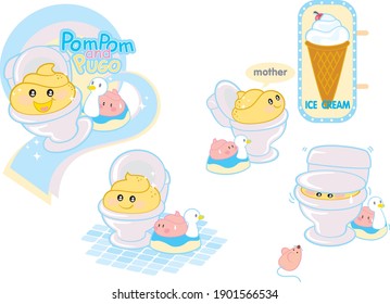 Creation Cartoon Characters Cute Clean Style Stock Vector (Royalty Free ...
