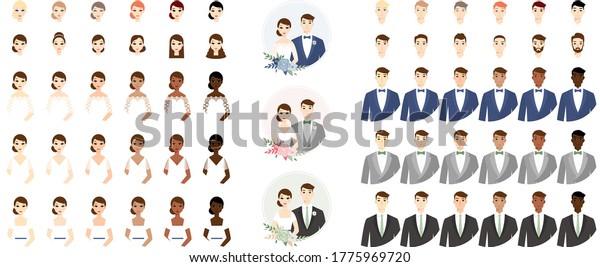 Creation Set Various Dresses Costumes Face Stock Vector (Royalty Free ...