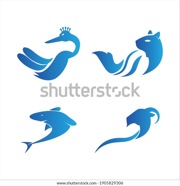 Creative Abstract Animal Logo Set Icons Stock Vector (Royalty Free ...