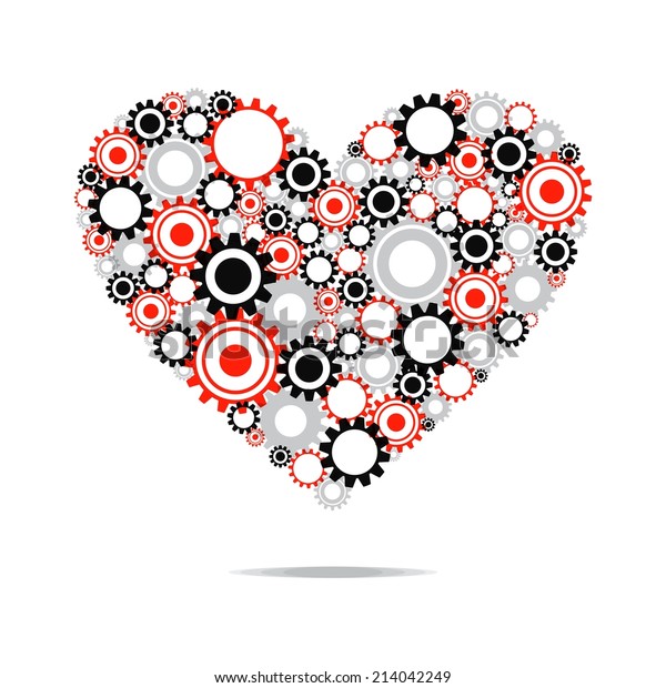 Creative Abstract Heart Transparent Cog Wheels Stock Vector (Royalty ...