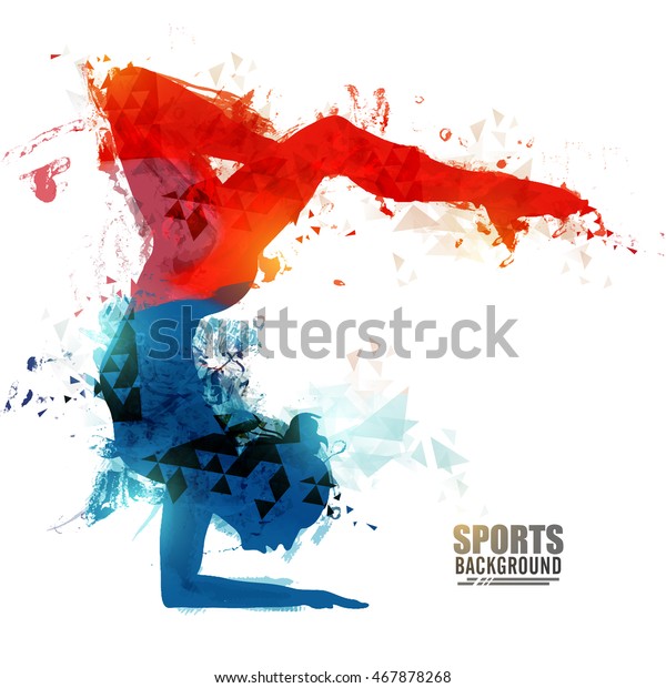 Creative Abstract Illustration Girl Doing Gymnastics: เวกเตอร์สต็อก ...