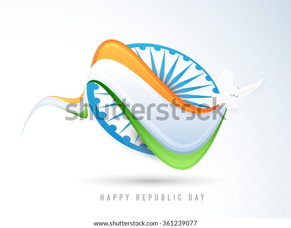 Creative Ashoka Wheel Tricolour Waves Indian Stock Vector (Royalty Free ...