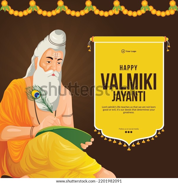 Creative Banner Design Happy Valmiki Jayanti Stock Vector (Royalty Free ...