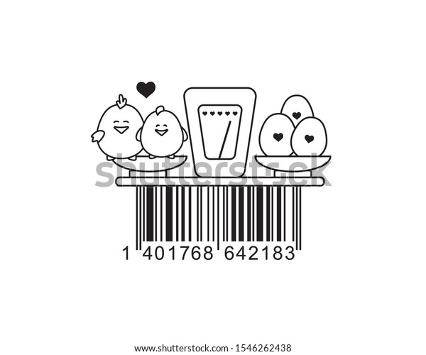 Creative Barcode Template Family Chicken On Stock Vector (Royalty Free ...
