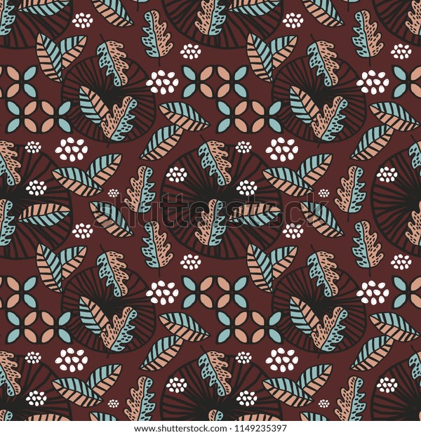 Creative Batik Motif Autumn Leaves Foliage Stock Vector (Royalty Free ...