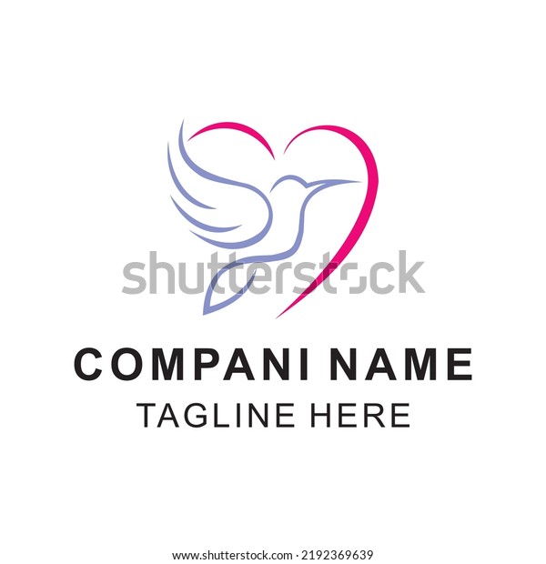 Creative Bird Logo Heart Combination Stock Vector (Royalty Free ...