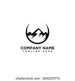 Creative Black Mountain Circle Logo Design Stock Vector (Royalty Free ...
