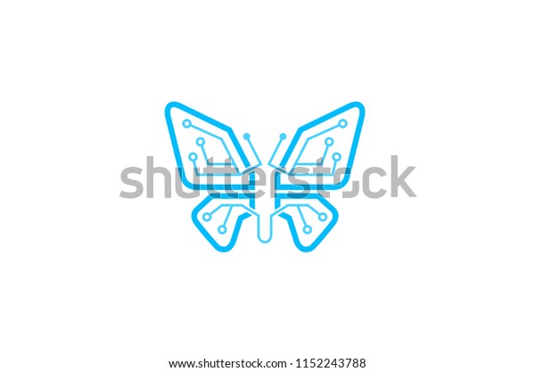 Creative Blue Butterfly Technology Logo Symbol Stock Vector (Royalty ...