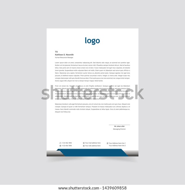 Creative Blue Color Letterhead Design Vector Stock Vector (Royalty Free ...