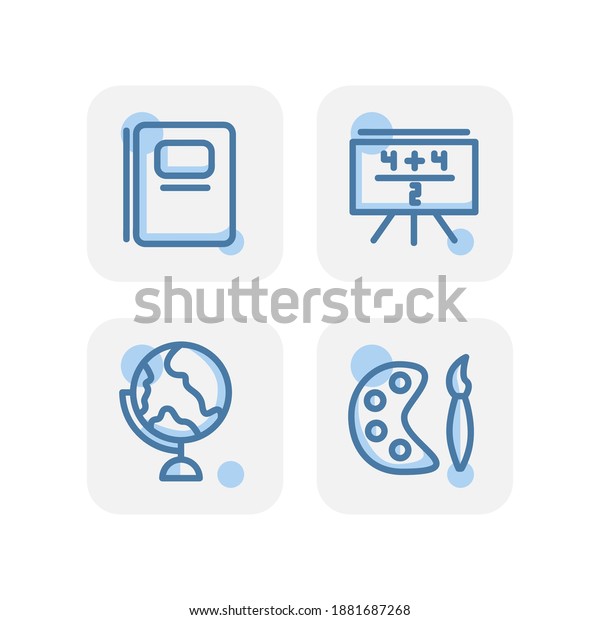 Creative Blue School Icons Design Isolated Stock Vector (Royalty Free ...