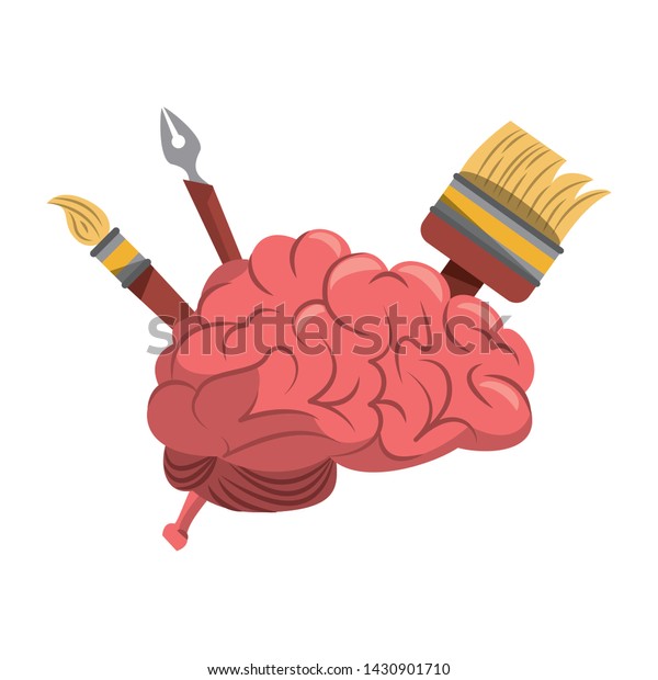 Creative Brain Art Tools Cartoons Vector Stock Vector (Royalty Free ...