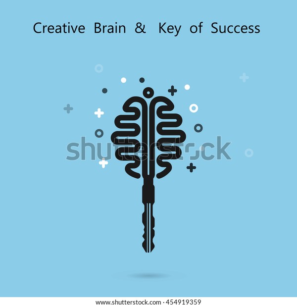 Creative brain logo with key logo. Key of success concept.Inspiration ...