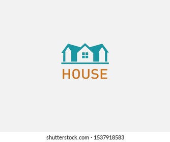 Creative Bright Blue House Logo Construction Stock Vector (Royalty Free ...