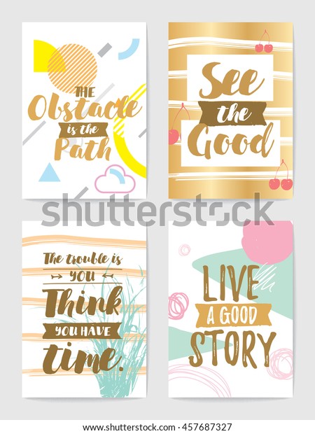 Creative Cards Inspirational Quotes On Abstract Stock Vector (Royalty ...