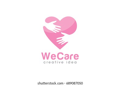 Creative Love Care Logo Design Template Stock Vector (Royalty Free ...
