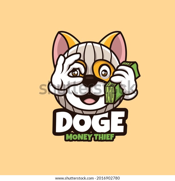 Creative Cartoon Doge Mascot Logo Money: เวกเตอร์สต็อก (ปลอดค่า ...