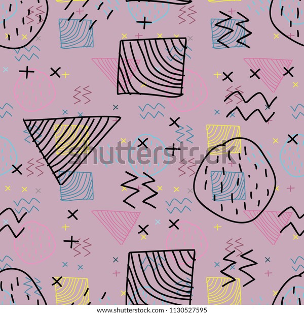 Creative Children Drawing Style Pink Background Stock Vector (Royalty ...