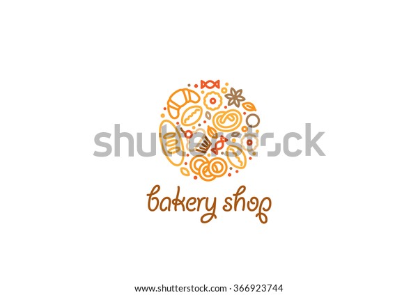 Creative Circle Bakery Shop Logo Design Stock Vector (Royalty Free ...