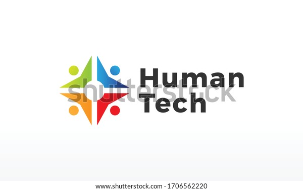 Creative Colorful Human Technology Logo Design Stock Vector (Royalty ...