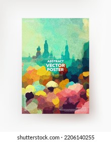 Creative Colorful Landscape Impressionism Style Posters Stock Vector ...