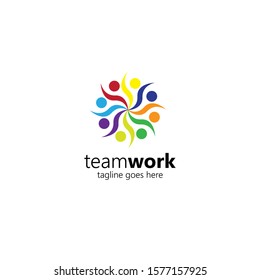 Creative Colorful Teamwork Icon Logo Design Stock Vector (Royalty Free ...