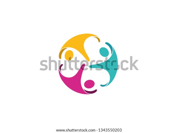Creative Colorful Three People Logo Stock Vector (Royalty Free) 1343550203