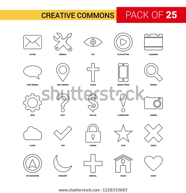 Creative Commons Black Line Icon 25 Stock Vector (Royalty Free ...