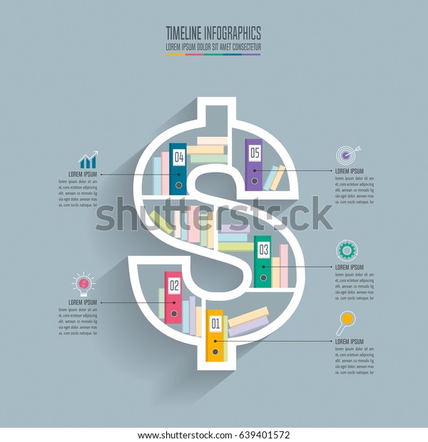 Creative Concept Infographic Dollar Sign Bookshelf Stock Vector ...