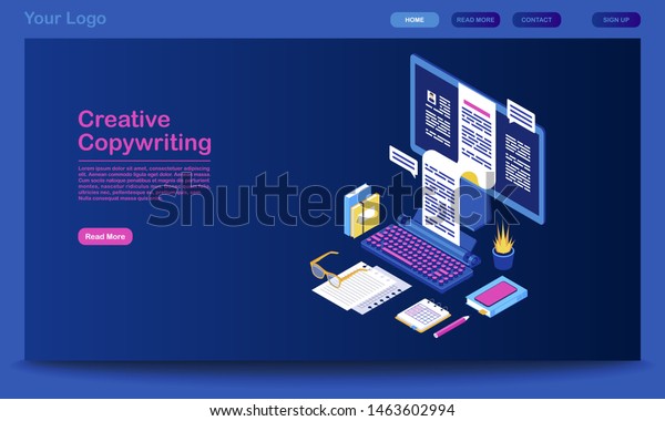 Creative Copywriting Landing Page Vector Template Stock Vector (Royalty ...