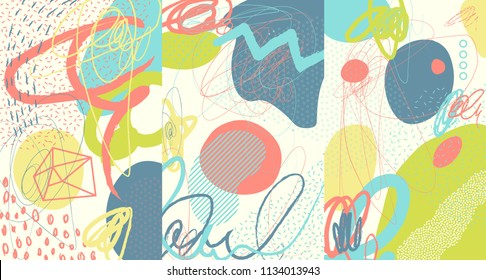 Creative Doodle Art Header Different Shapes Stock Vector (Royalty Free ...