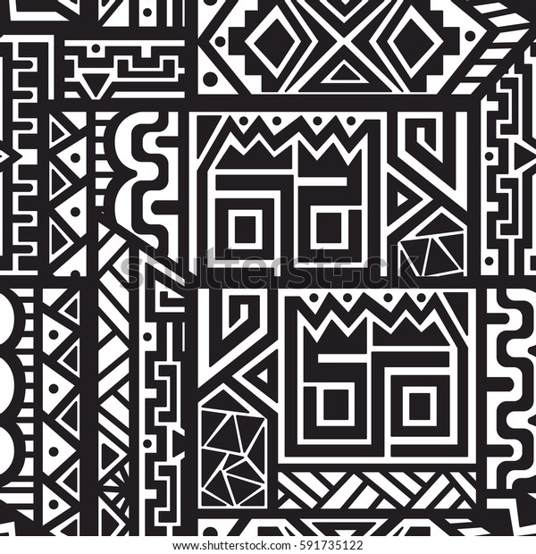 Creative Ethnic Style Square Seamless Pattern Stock Vector (Royalty ...