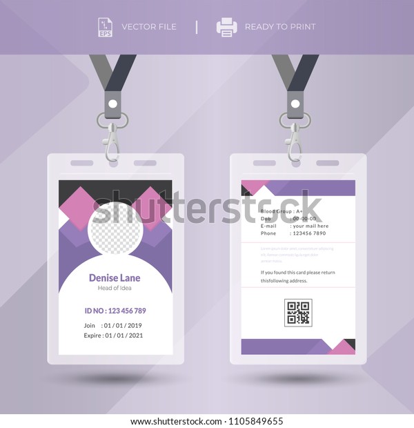 Creative Event Staff Id Card Set Stock Vector (Royalty Free) 1105849655 ...
