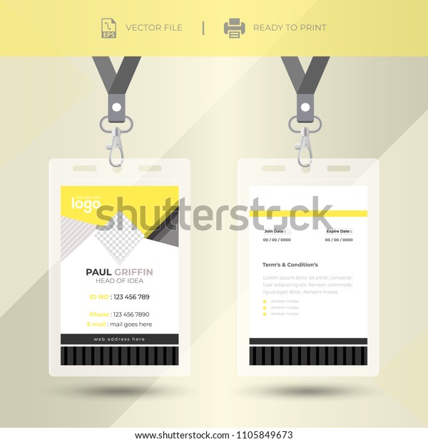 Creative Event Staff Id Card Set Stock Vector (Royalty Free) 1105849673 ...