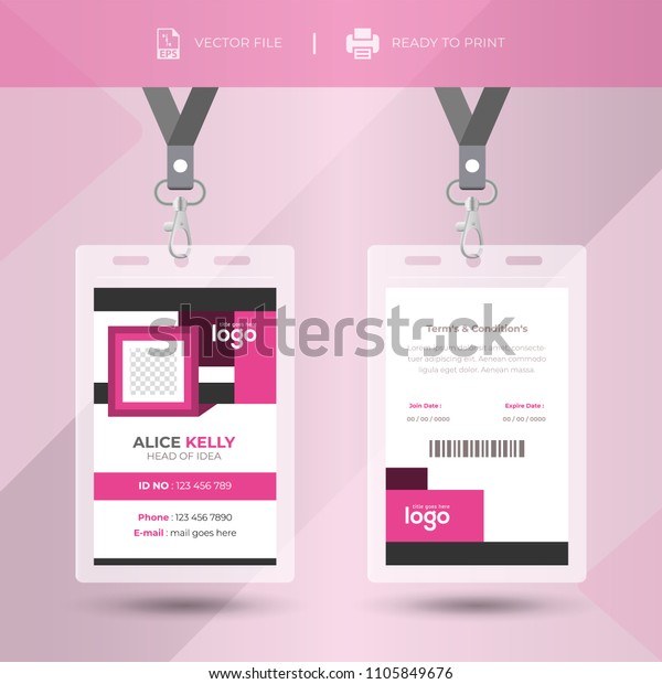 Creative Event Staff Id Card Set Stock Vector (Royalty Free) 1105849676 ...