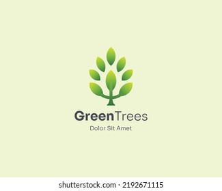 Creative Fresh Green Tree Logo Gradient Stock Vector (Royalty Free ...