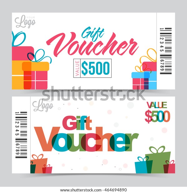 Creative Gift Voucher Coupon Template Set Stock Vector (Royalty Free ...