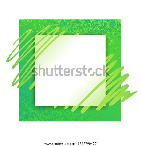 Creative Green Frame Drawn Hatches Grungy Stock Vector (Royalty Free ...