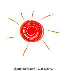 Creative Hand Drawing Art Sun Red Stock Vector (Royalty Free ...
