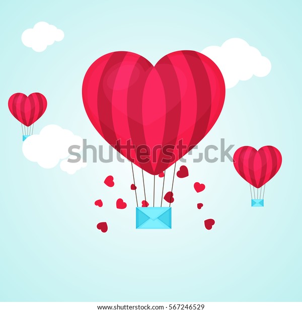 Creative Heart Shaped Hot Air Balloon 库存矢量图（免版税）567246529