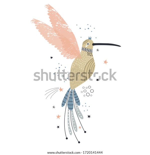 Creative Hummingbird Princess Cartoon Vector Illustration Stock Vector ...