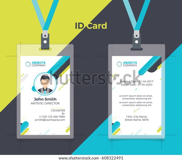 Creative Id Card Blue Yellow Color Stock Vector (Royalty Free ...